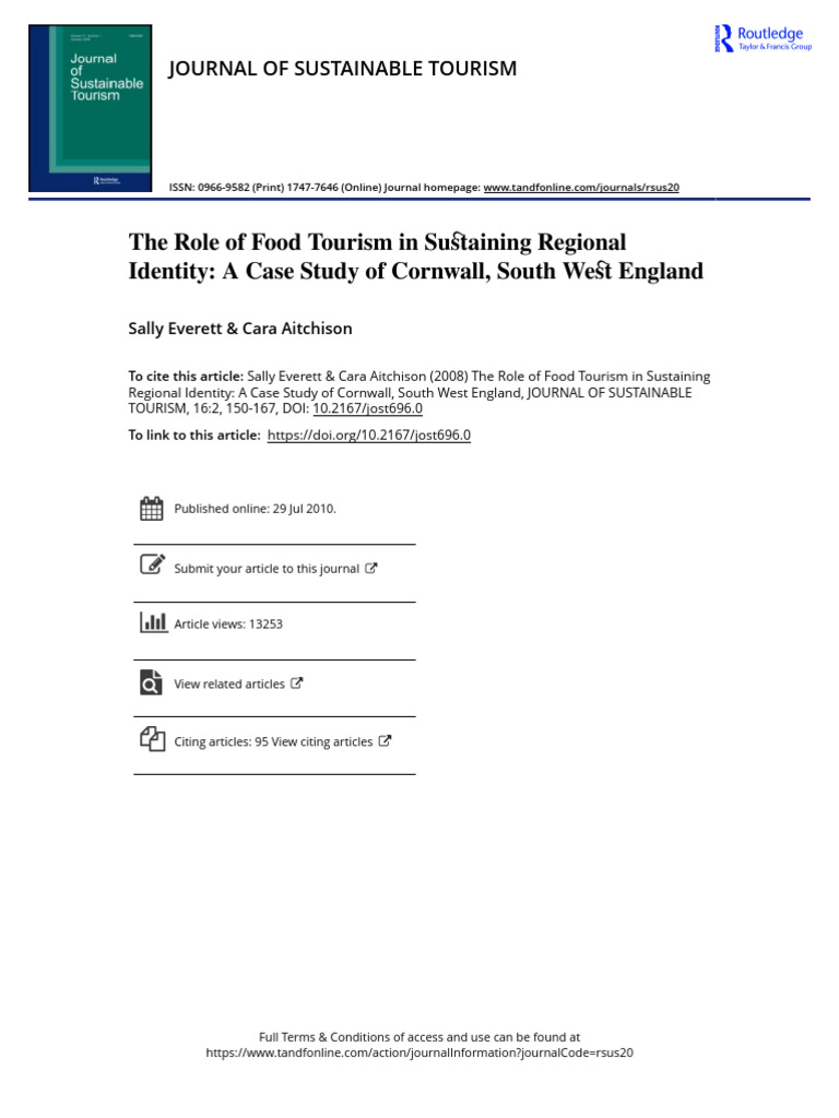 Food Tourism and Regional Identity in Cornwall | PDF | Tourism ...