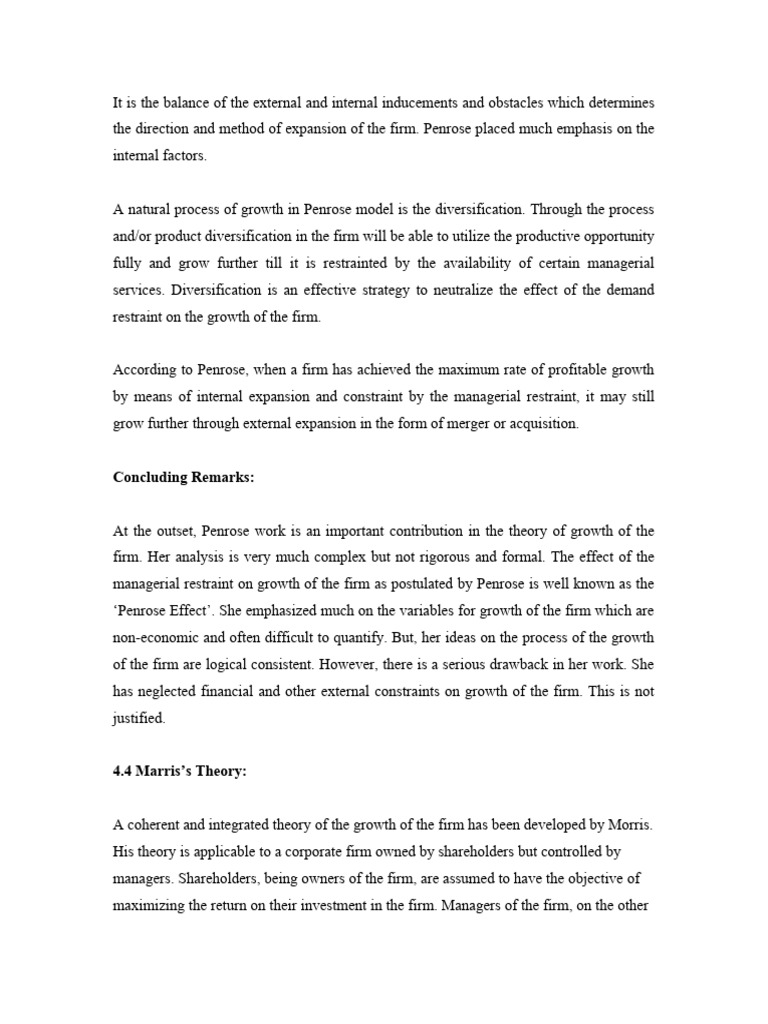 BCT4415 - Unit 1 C - Theories of Growth of Firm - Marris's | PDF ...