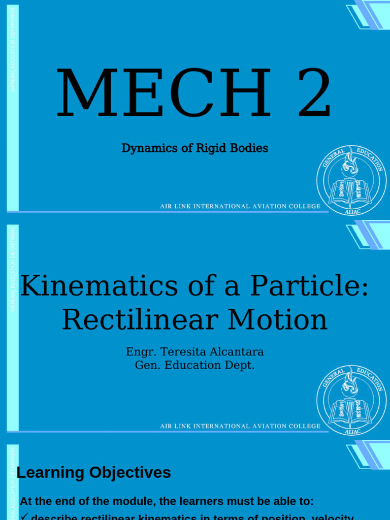 MECH+2++Kinematics+of+a+Particle Rectilinear+Motion | PDF | Kinematics | Acceleration
