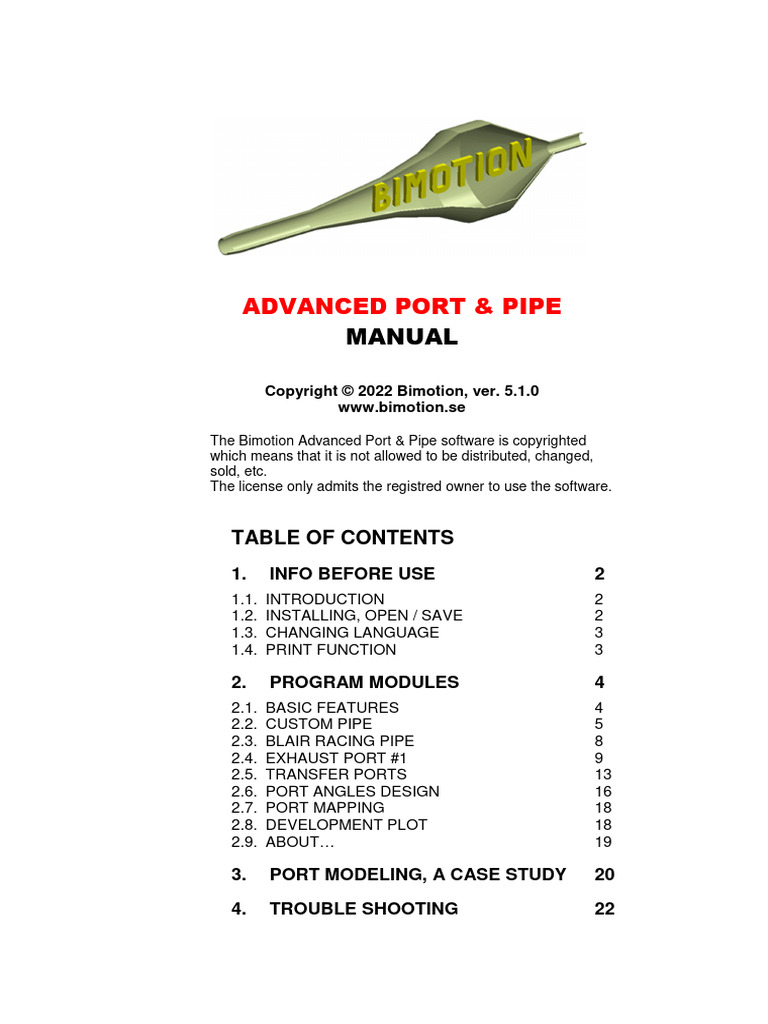 Bimotion Advanced Port & Pipe Manual | PDF | Microsoft Excel | Piston