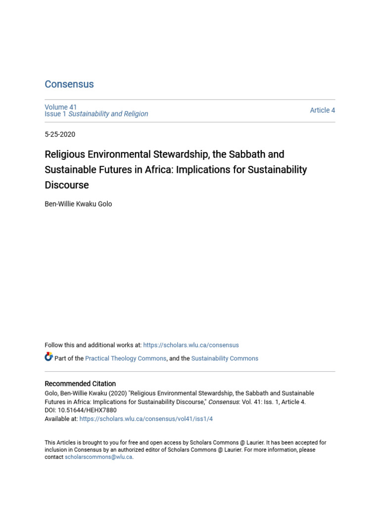 Religious Environmental Stewardship | PDF | Sustainability ...