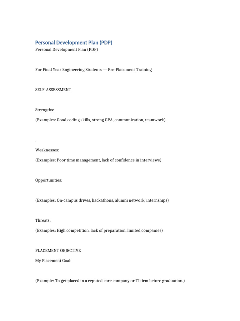 Personal Development Plan Pdp Pdf