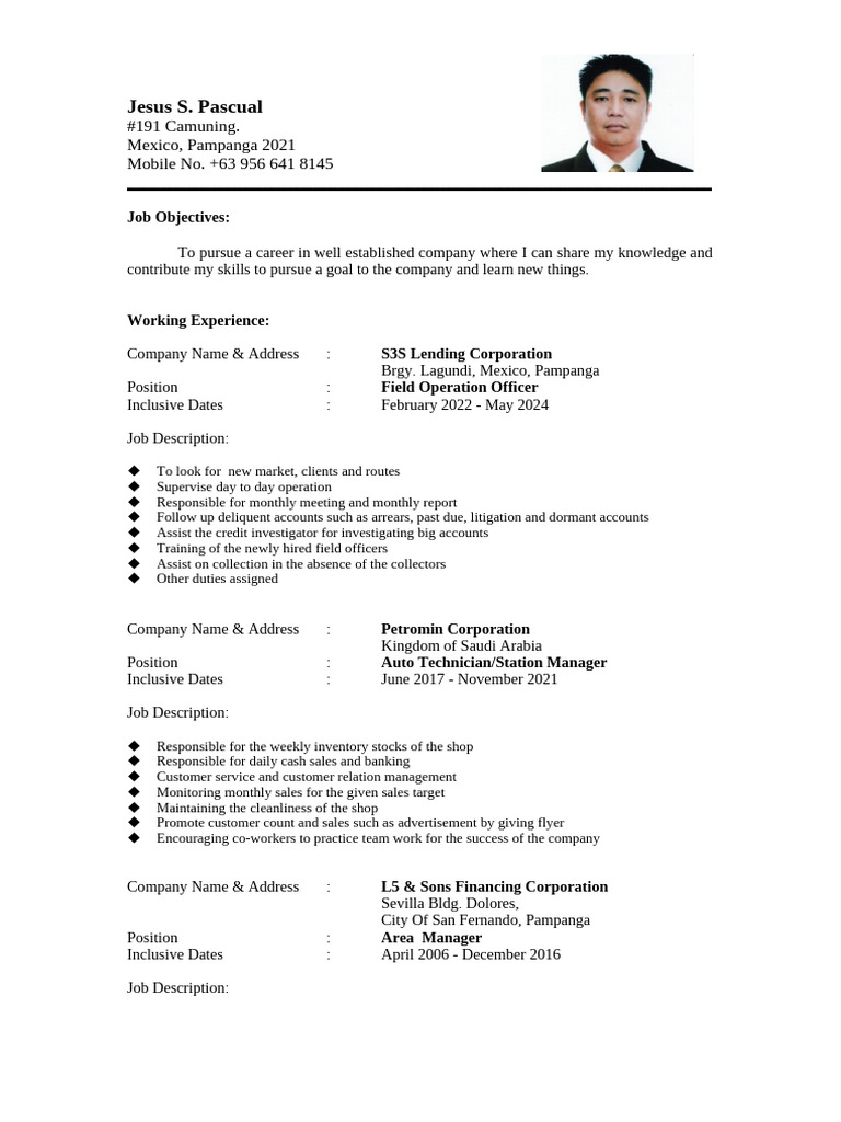Jesus Pascual Resume | PDF | Economies | Business