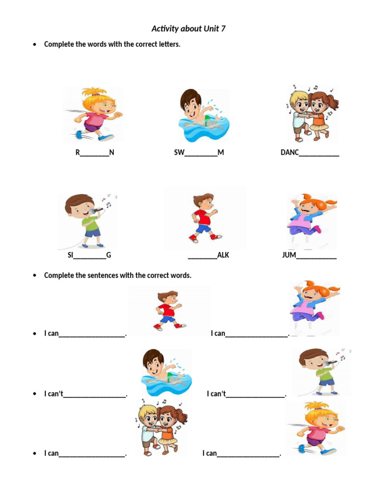 Activity About Unit 7 (Pre-Starters) | PDF