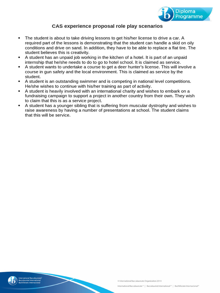 Module 1 - CAS Experience Proposal Scenarios | PDF