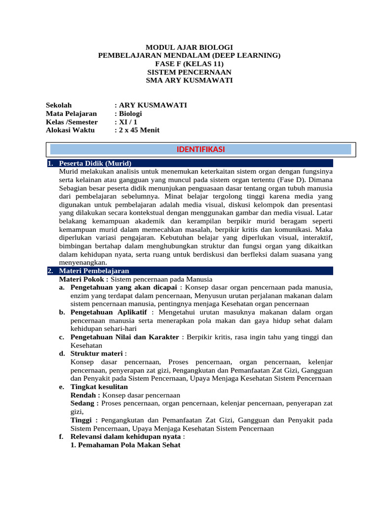 Contoh Modul Ajar Ary Deep Learning | PDF