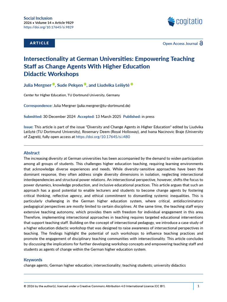 SI 14 - Intersectionality at German Universities - Empowering Teaching ...