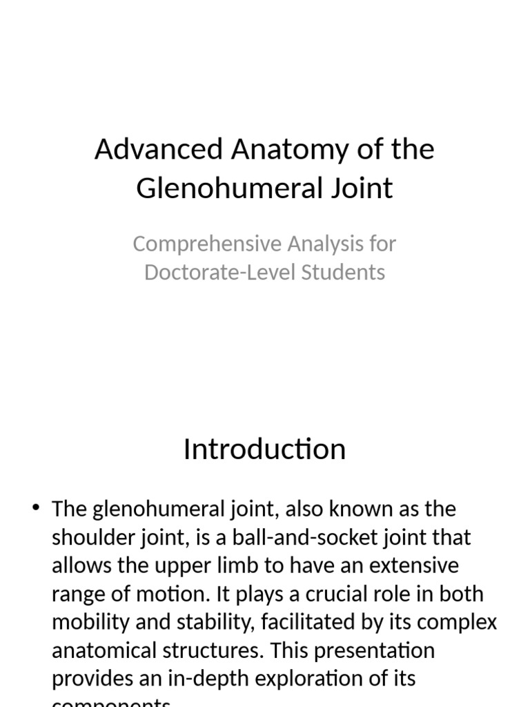 Glenohumeral Joint Anatomy Overview | PDF