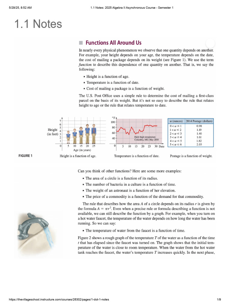 1.1 Notes 2025 Algebra II Asynchronous Course - Semester 1 | PDF ...