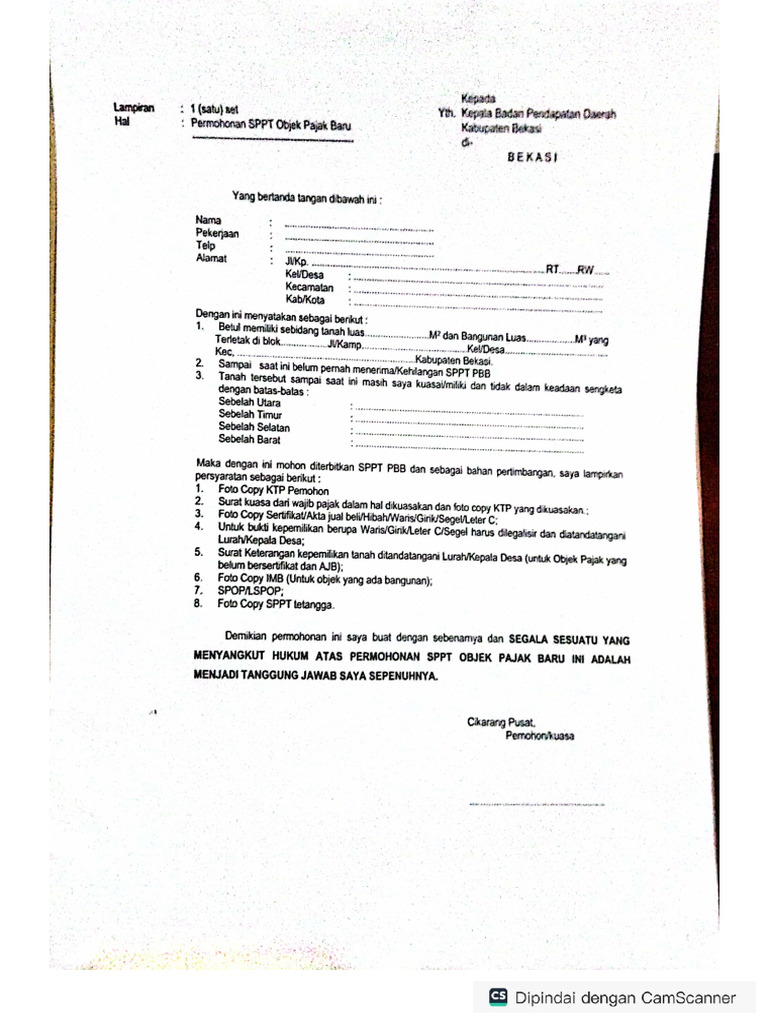Form Objek Pajak Baru | PDF