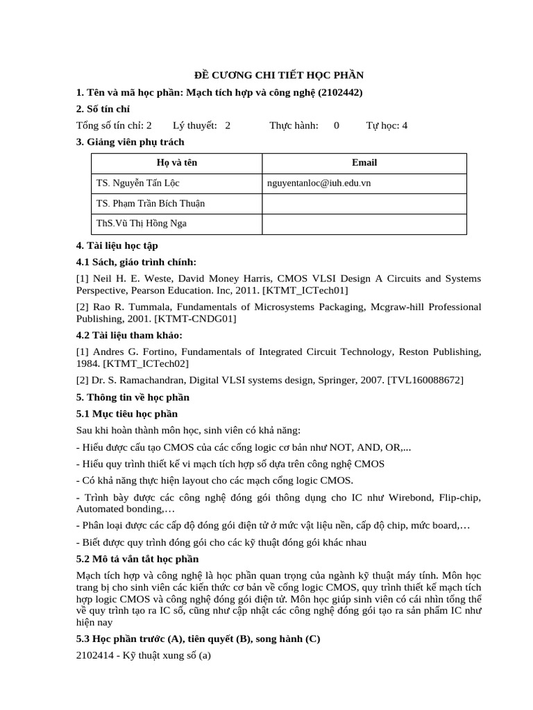 Mạch Tích Họp Và Cong Nghẹ de Cuong Chi Tiet | PDF