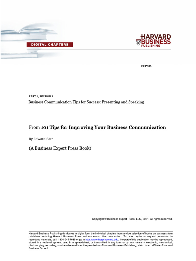 Business Communication Tips For Success Presenting and Speaking | PDF ...