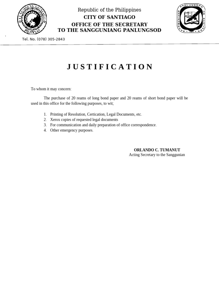 Justification Letter | PDF