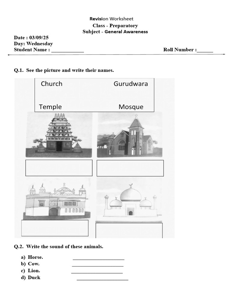 General Awareness Revision Worksheet | PDF