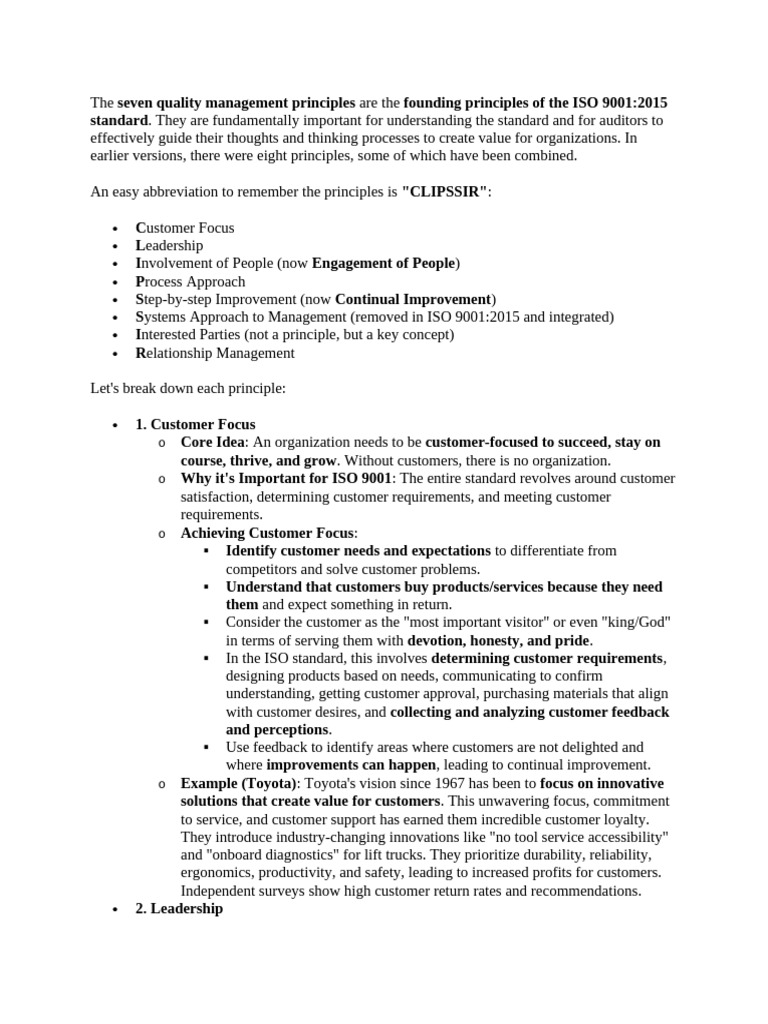 The Seven Quality Management Principles Are The Founding Principles of ...