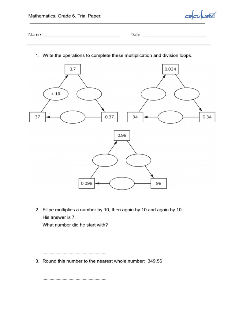 Trial Paper - Math p6 - 30 August 2024 | PDF
