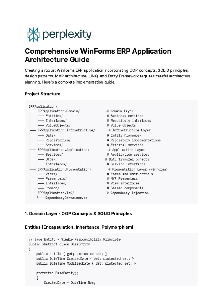 WinForms ERP App Architecture Guide | PDF | Technology Development ...