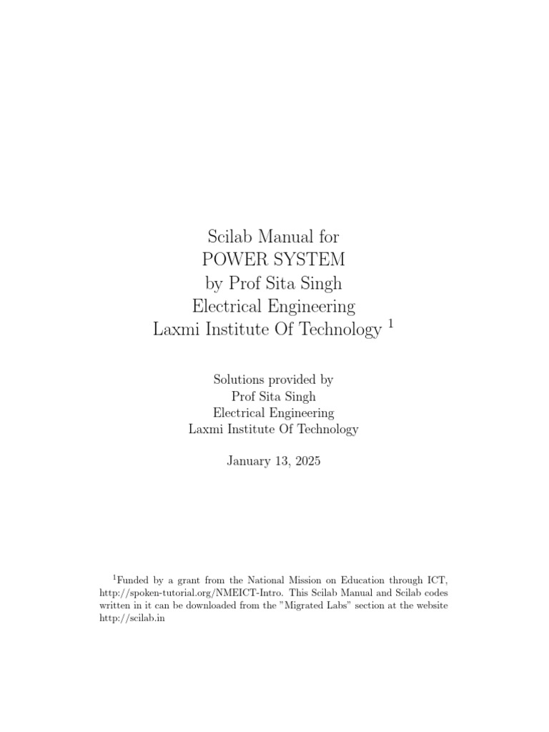 Scilab Power System Solutions Manual | PDF | Transmission Line ...
