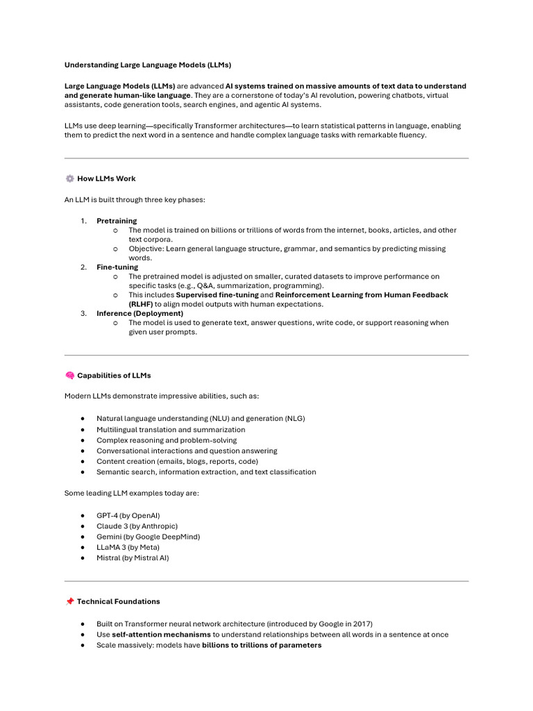 Understanding Large Language Models (LLMS) | PDF | Artificial ...