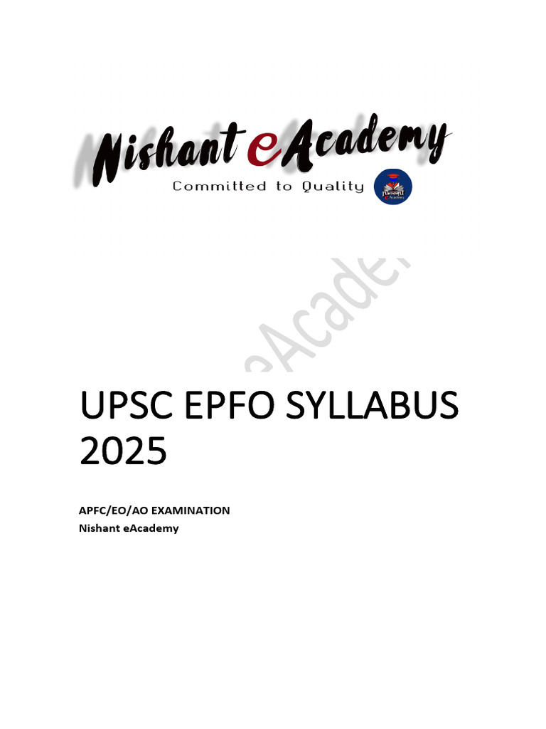 UPSC EPFO APFC Syllabus 2025 | PDF
