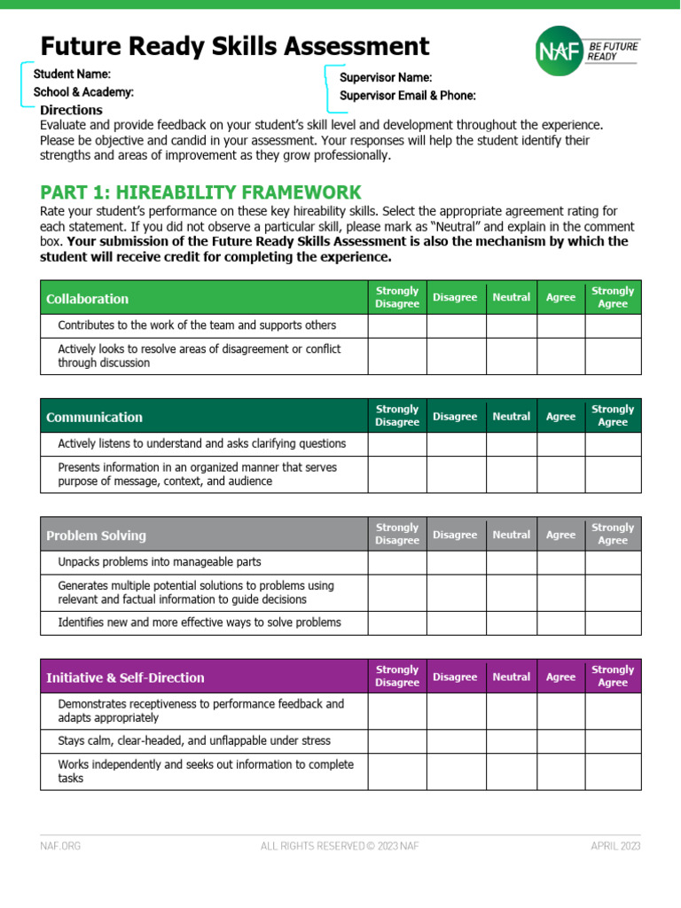 Objective Skills Assessment Guide | PDF | Experience | Cognitive Science