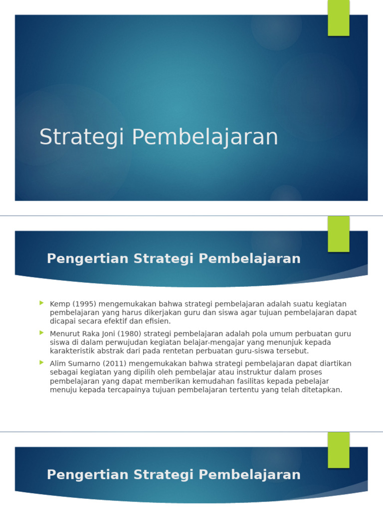 Pengertian Dan Tujuan Strategi Pembelajaran | PDF