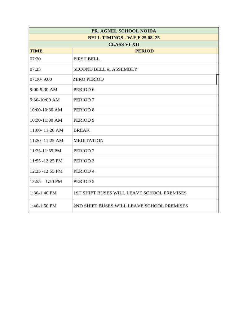 Bell Timings From 25.8.25 | PDF