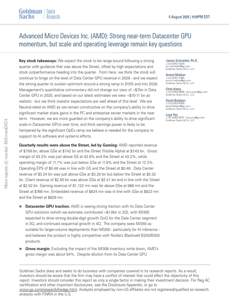 Advanced Micro Devices Inc. (AMD) Strong Near-Term Datacenter GPU ...