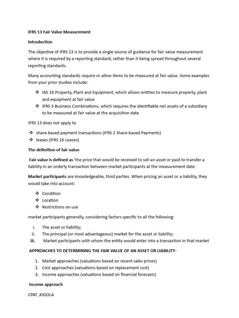 IFRS 13 Fair Value Measurement Guide | PDF | Fair Value | Corporations