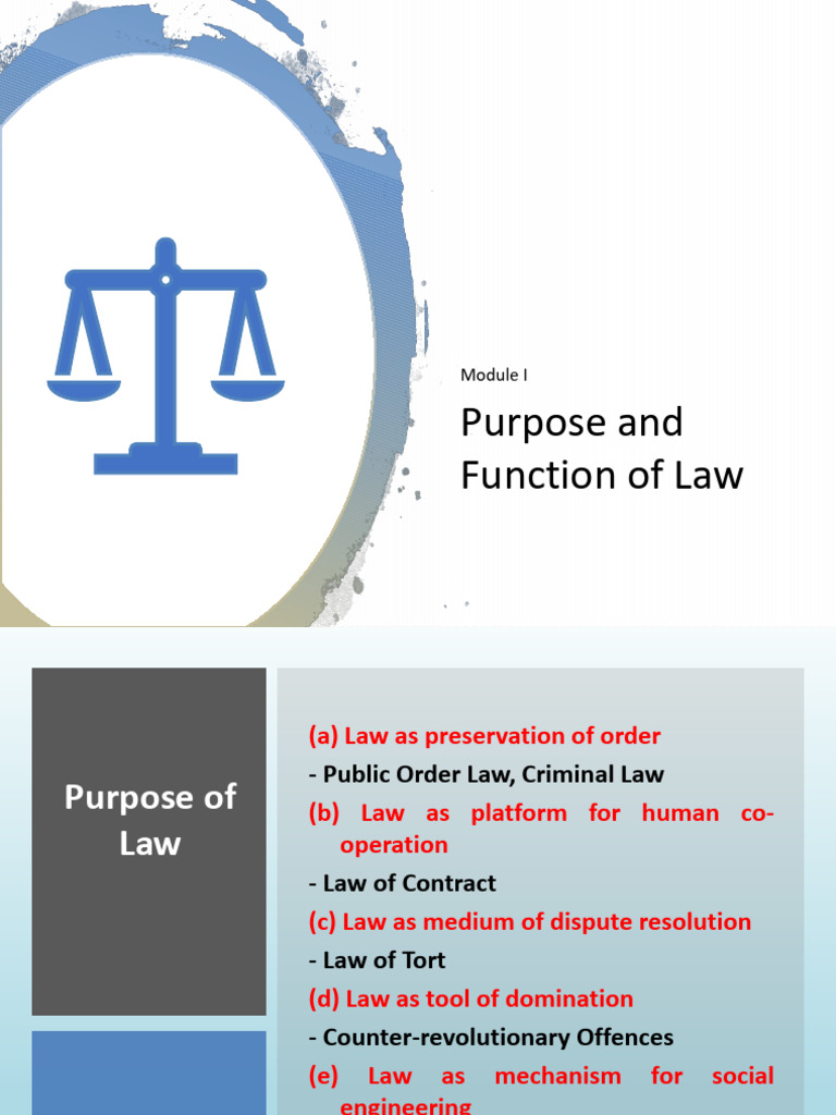 Module 1 (Purpose and Function of Law) | PDF