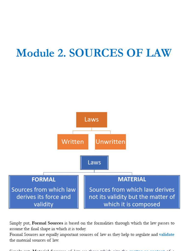Understanding Formal and Material Law Sources | PDF | Sources Of Law ...
