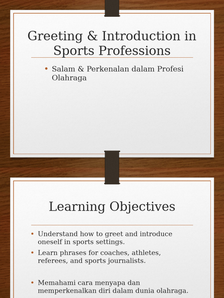 Greeting Introduction Sports | PDF | Sports