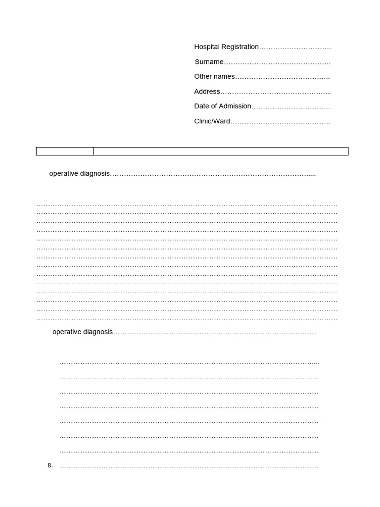 Surgical Operation Report Template | PDF