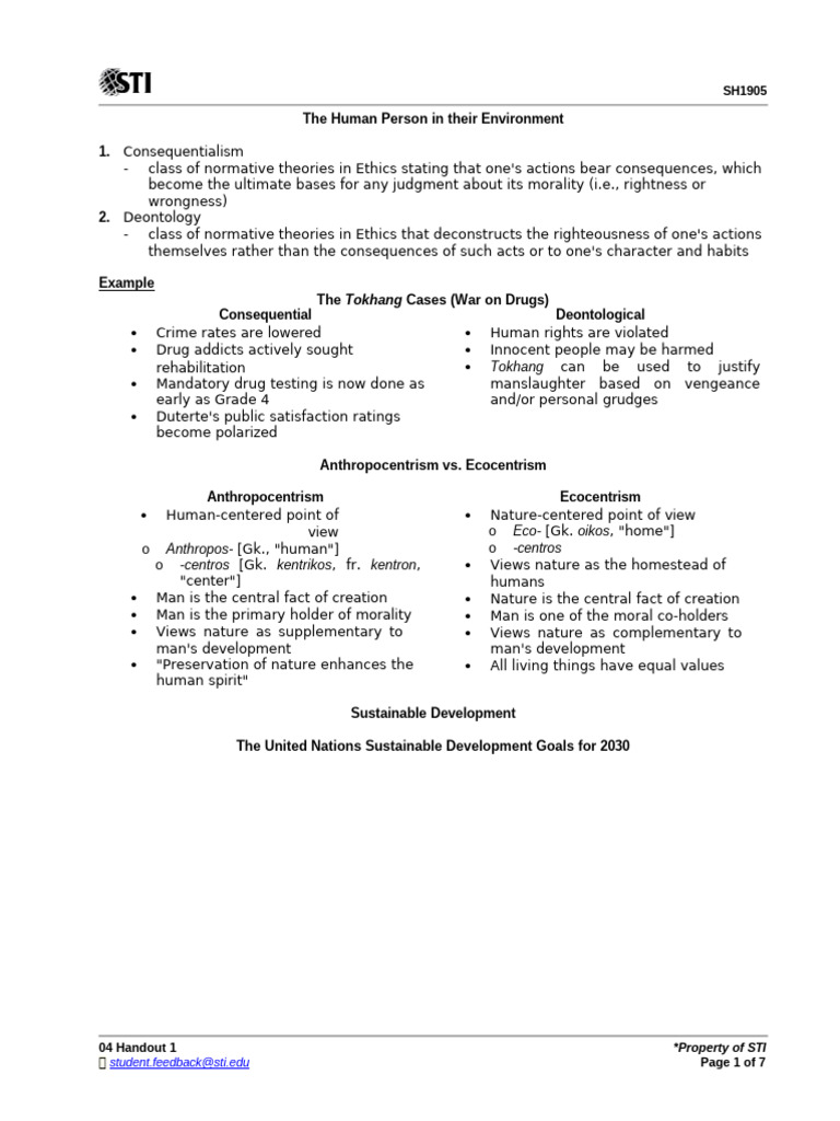 04 Handout Human Person in Their Environment | PDF | Poverty | Poverty ...