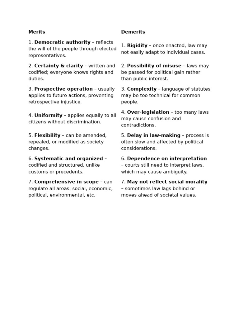 Merits and Demerits of Law | PDF | Precedent | Common Law