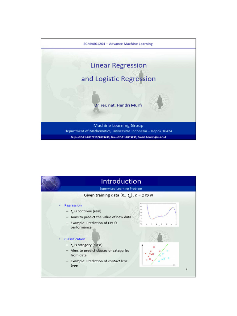 Linear and Logistic Regression Overview | PDF | Logistic Regression ...