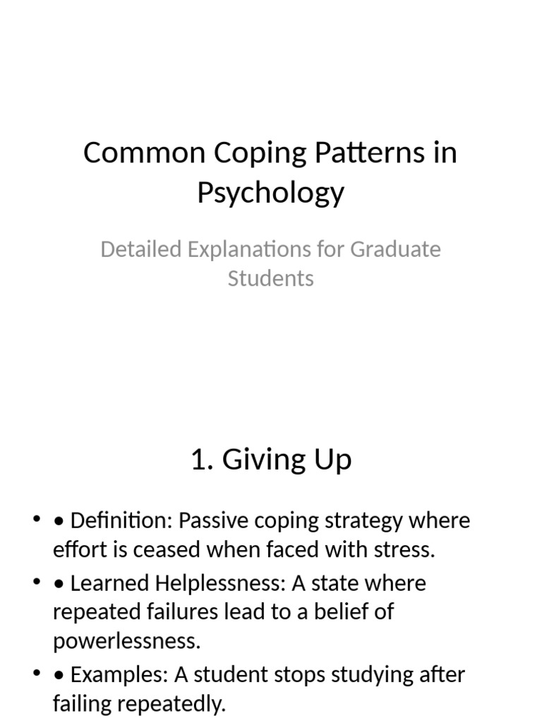 Common Coping Patterns in Psychology | PDF