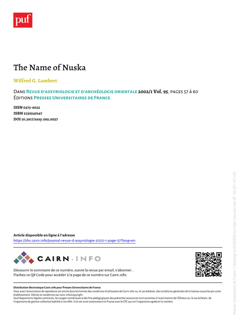 The Meaning of Nuska's Name | PDF | Deities | Mesopotamian Mythology