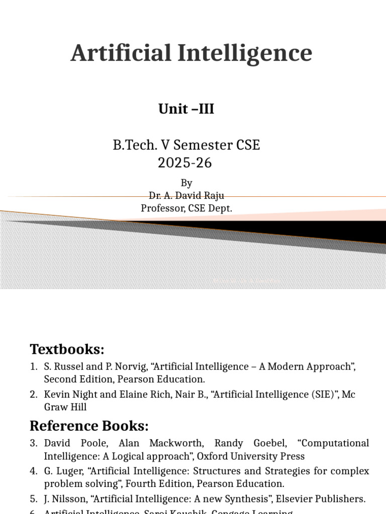 AI Unit 3 - L-2 Knowledge Representation | PDF | Knowledge Representation And Reasoning ...