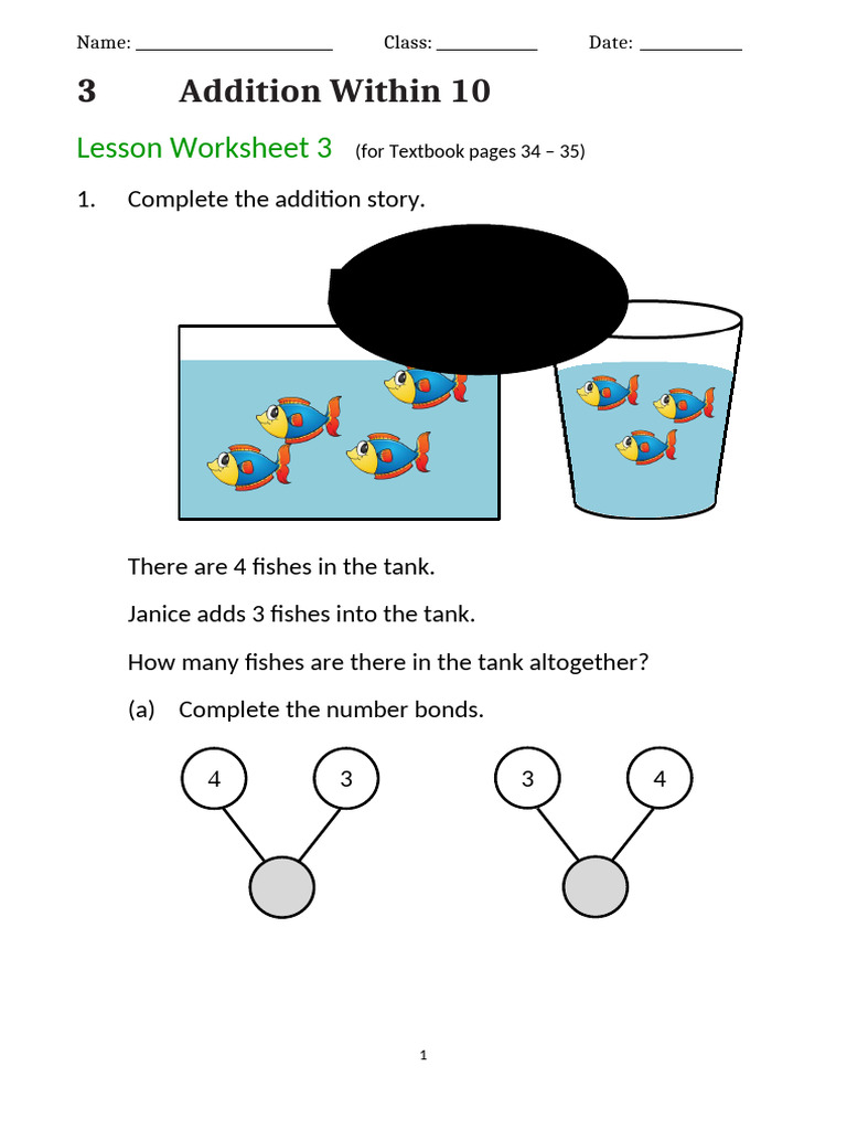 Addition Within 10 Worksheet Guide | PDF