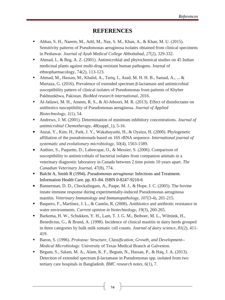 References For The Research Paper | PDF | Pseudomonas Aeruginosa ...