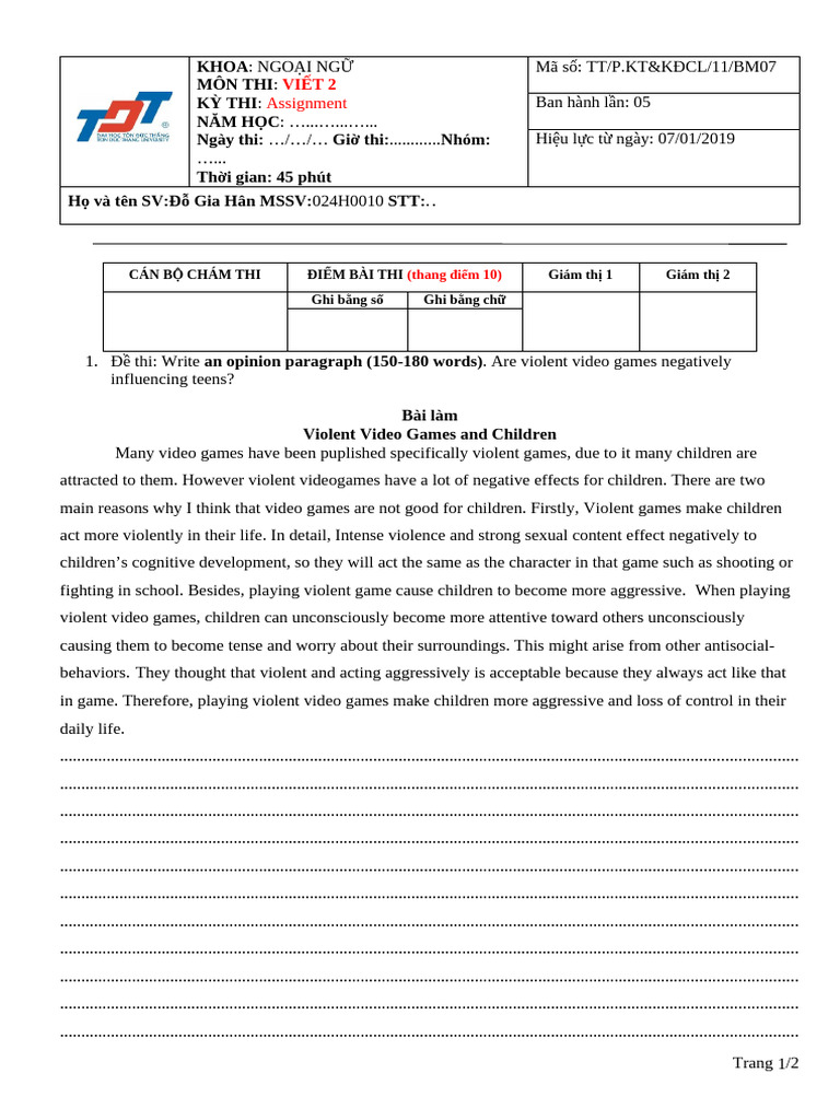 Violent Video Games Impact on Teens | PDF | Social Psychology ...