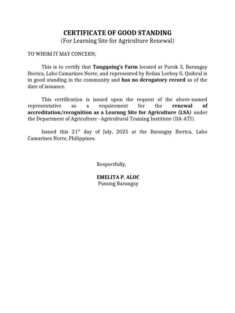 Certificate of Good Standing | PDF