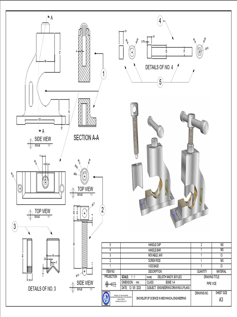 Pipe Vice Engineering Drawing | PDF | Mechanical Engineering