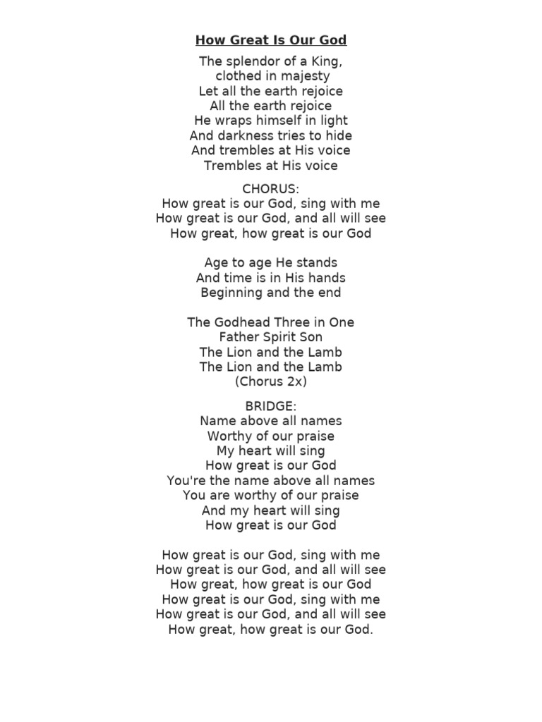 How Great Is Our God Lyrics | PDF