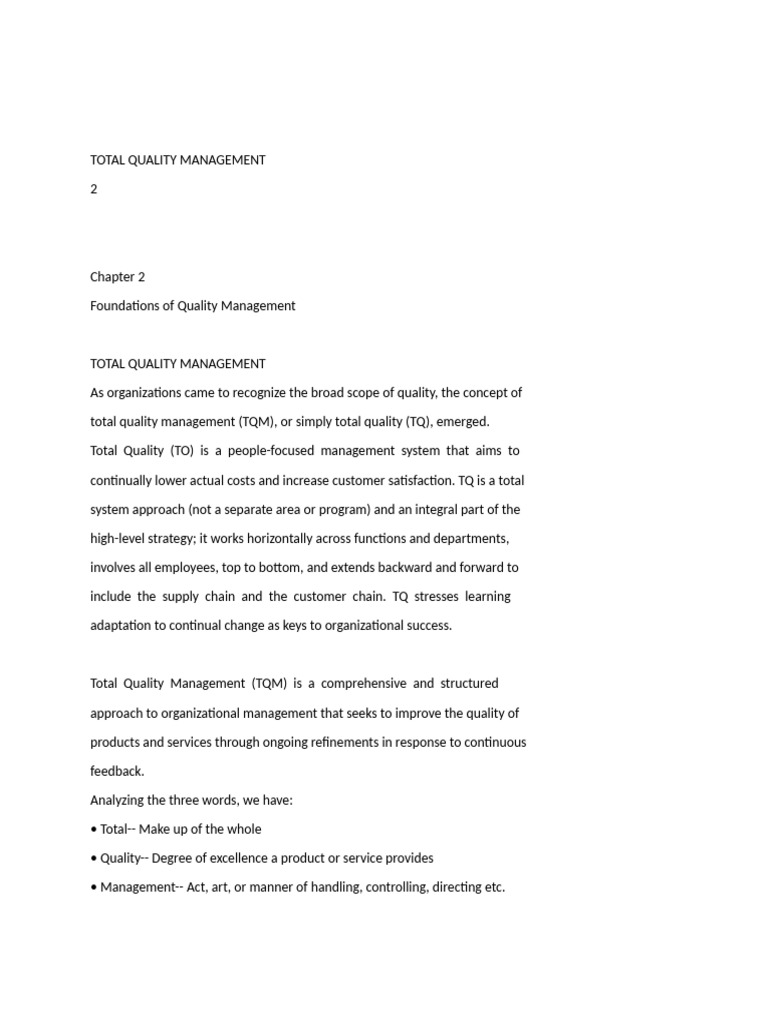 Total Quality Management | PDF | Quality Management | System