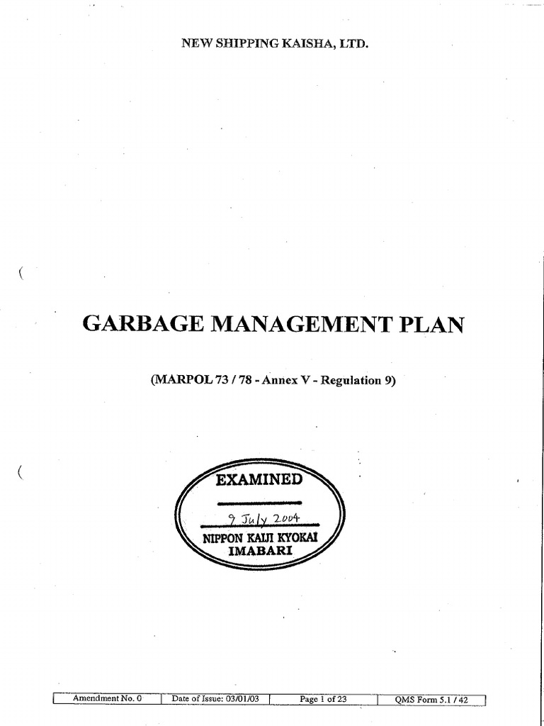 Garbage Record Book | PDF