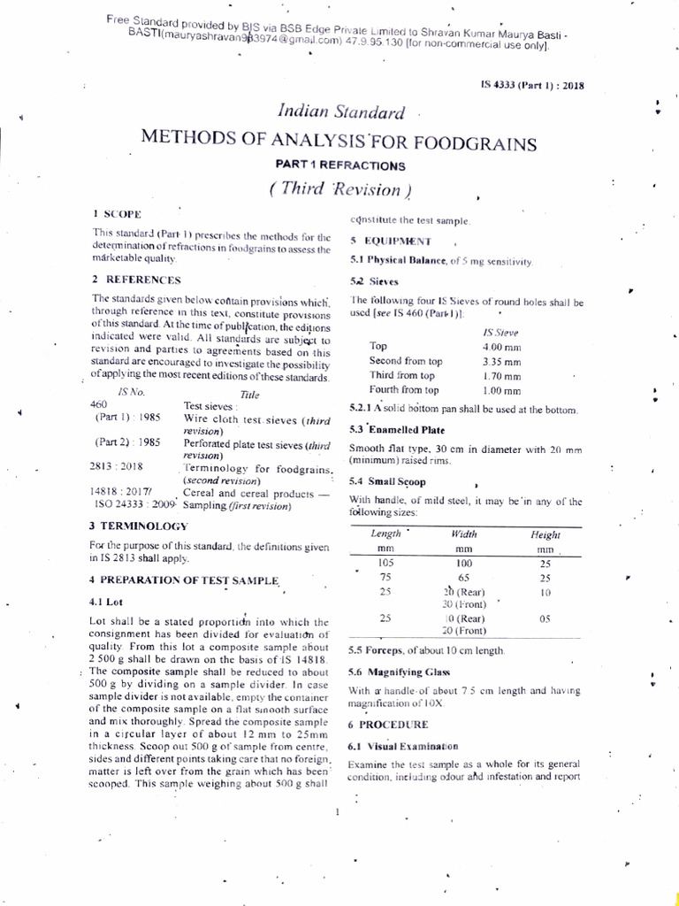 Weevilled Grains Analysis Methods | PDF | Volume | Grain (Unit)