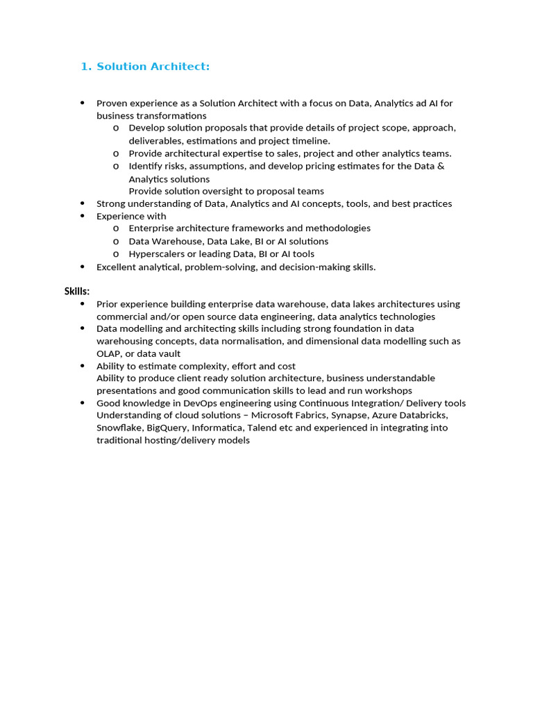 Solution Architect - JD | PDF