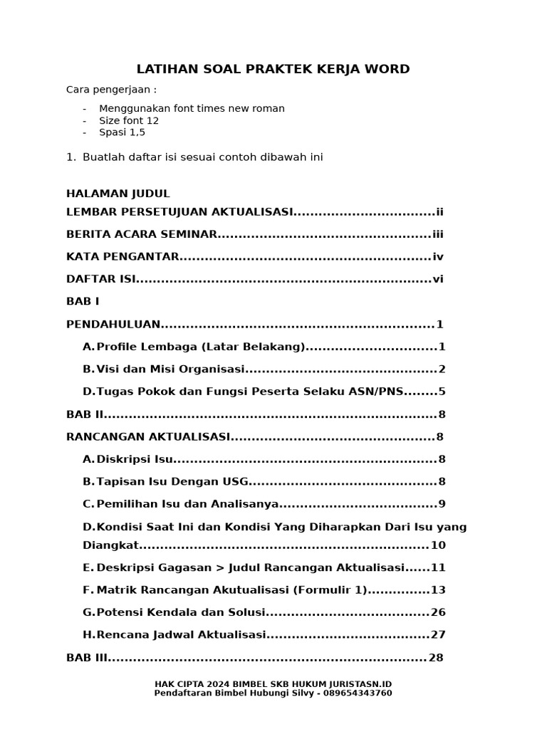 Latihan Soal Praktek Kerja Word | PDF